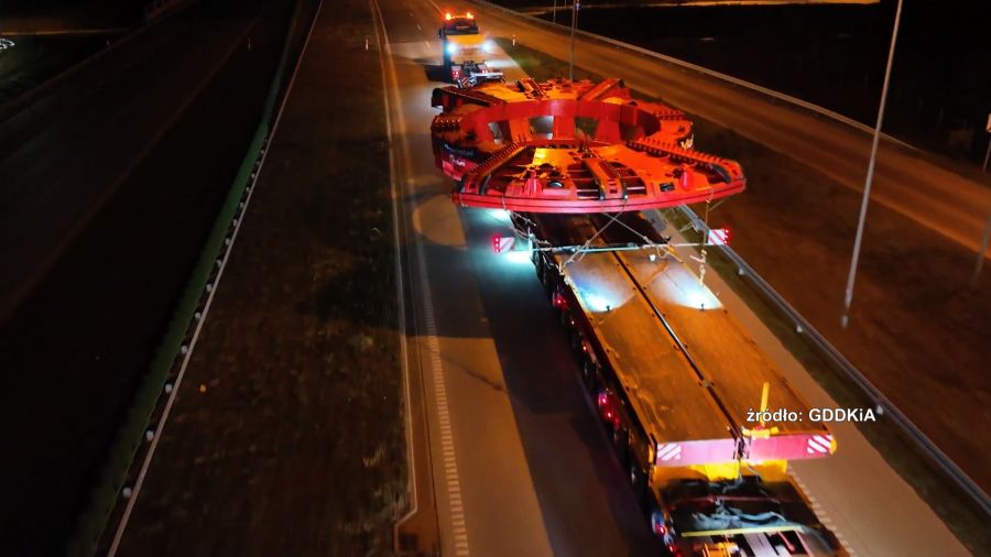 W sobotę w nocy rozpocznie się transport kolejnych części maszyny TBM