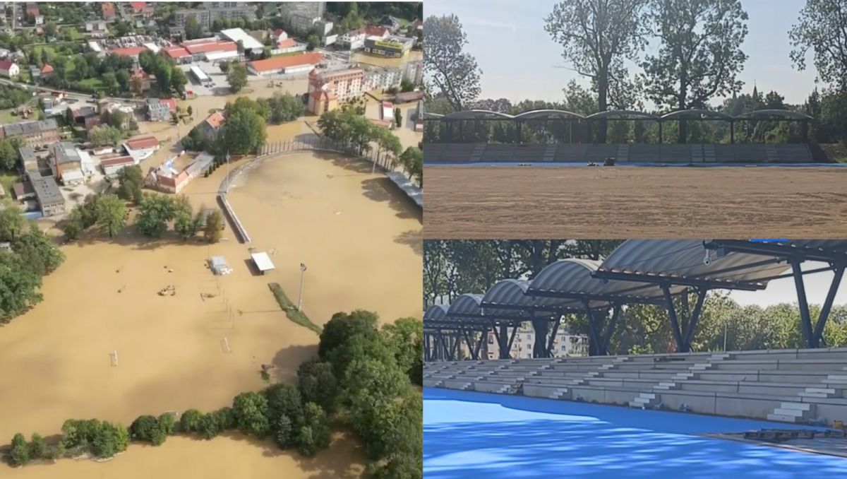 Stadion w Prudniku został zalany. Obiekt był w budowie, modernizacja ...